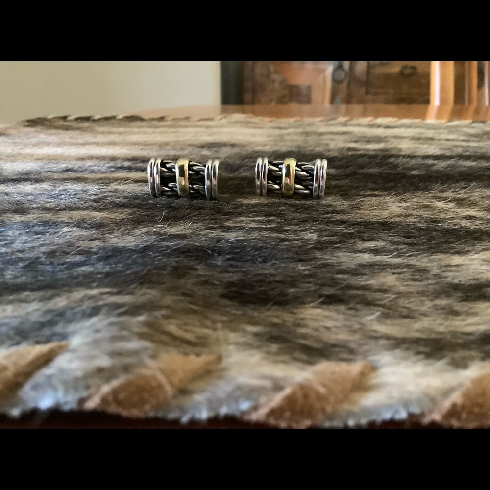 Authentic David Yurman 18k & Ss Rope Cufflinks - Gem